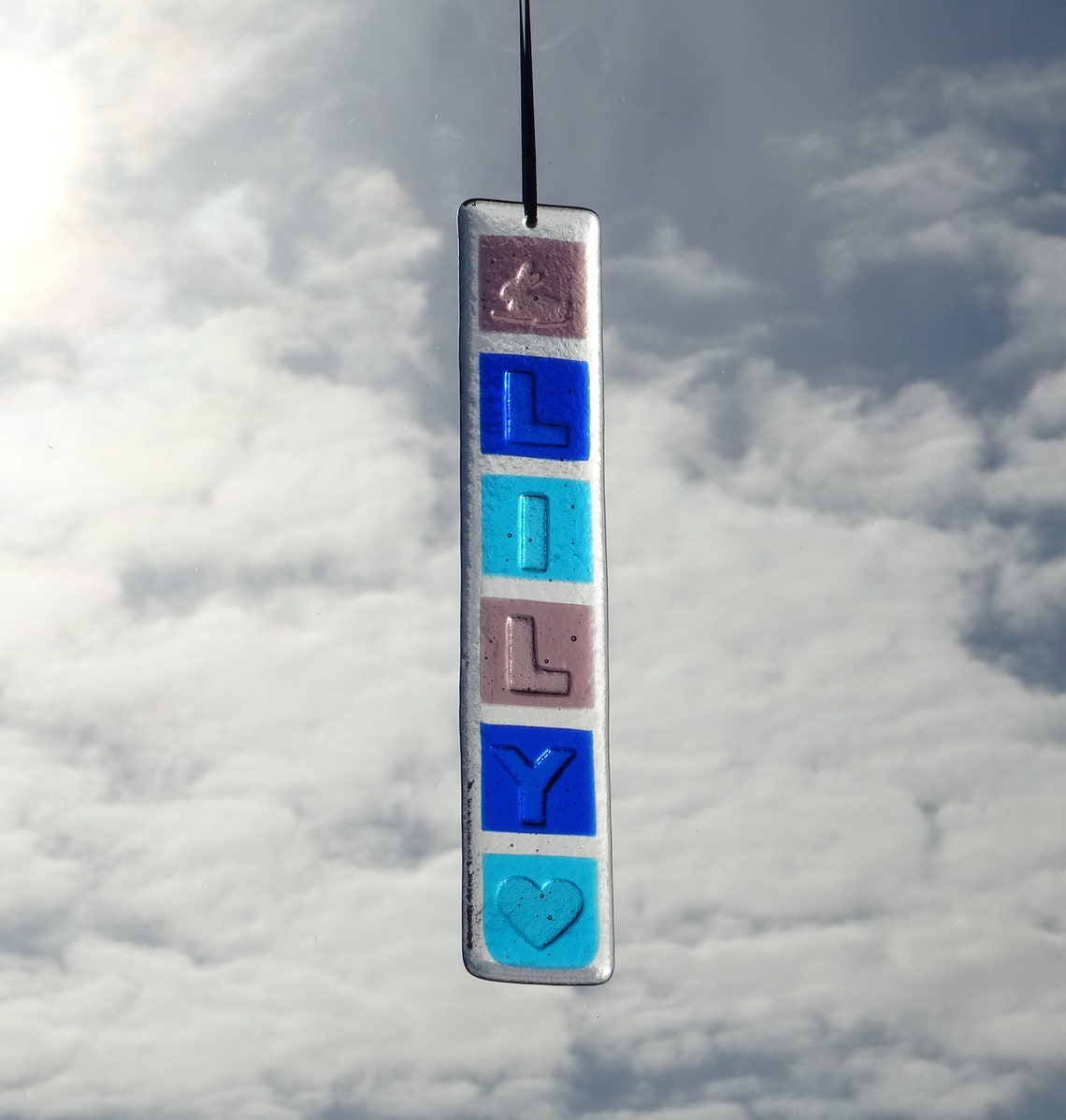 Personalised Name Light Catcher, Fused Glass Word, Rainbow Glass, Glass ...