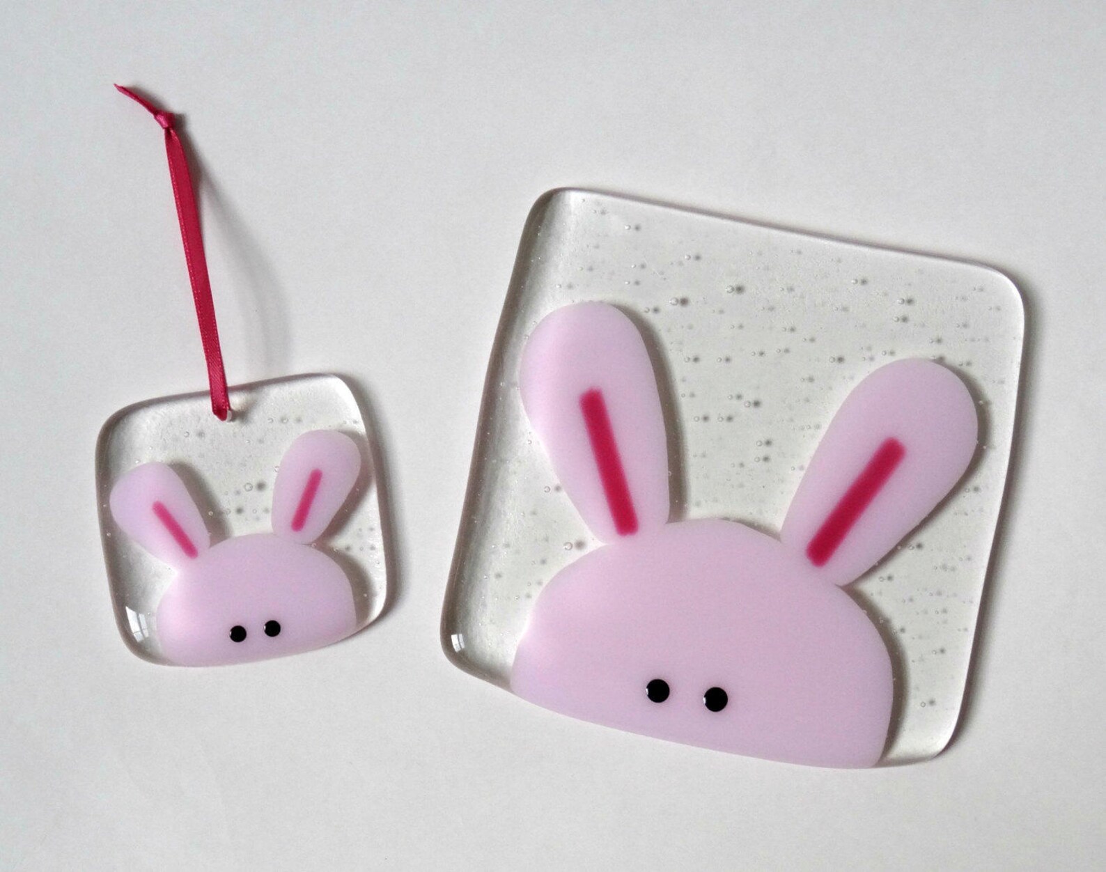 Easter Bunny Decoration, Fused Glass Rabbit Light Catcher, Easter Gift ...