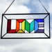 Love Rainbow Stained Glass Window Panel Fused Glass Art - Etsy UK