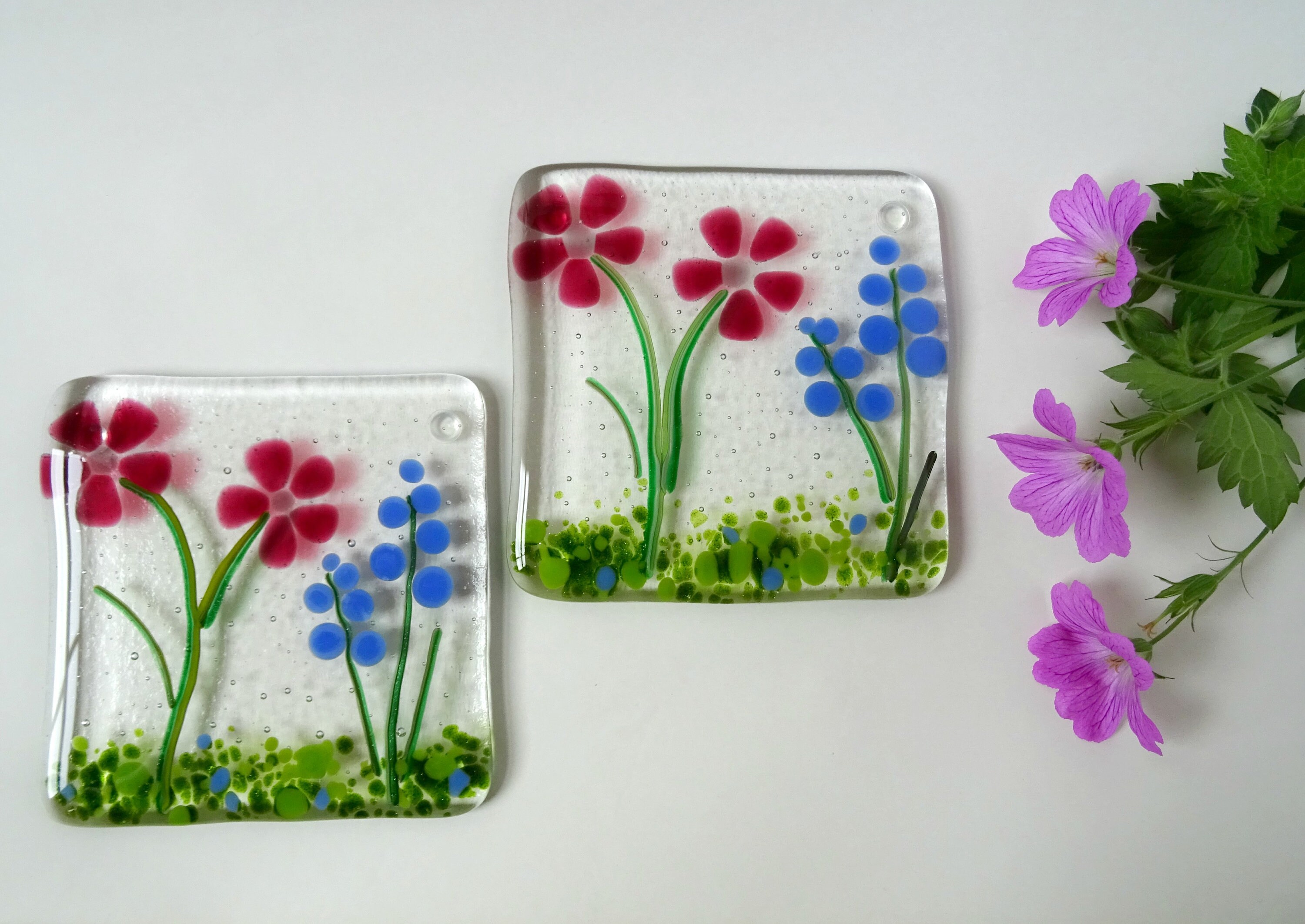 Wild Flowers Coaster, Fused Glass Coaster, Drinks Mat, Fused Glass ...