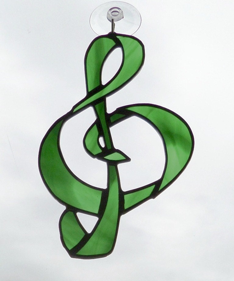 Music Note Stained Glass Window Panel Glass Treble Clef - Etsy UK