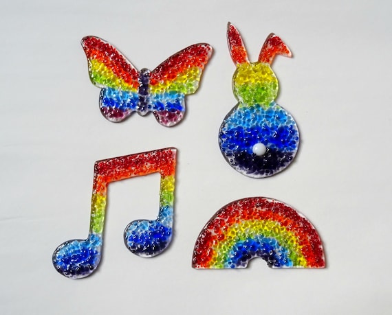 Rainbow Fused Glass Butterfly Bunny Music Note Rainbow - Etsy