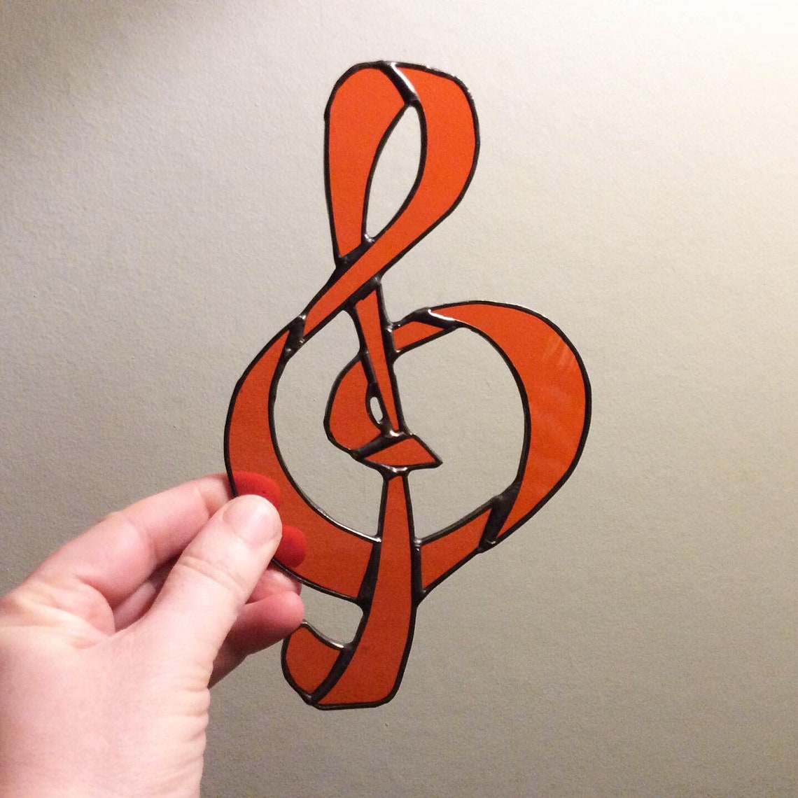 Music Note Stained Glass Window Panel, Glass Treble Clef, Fused Glass ...