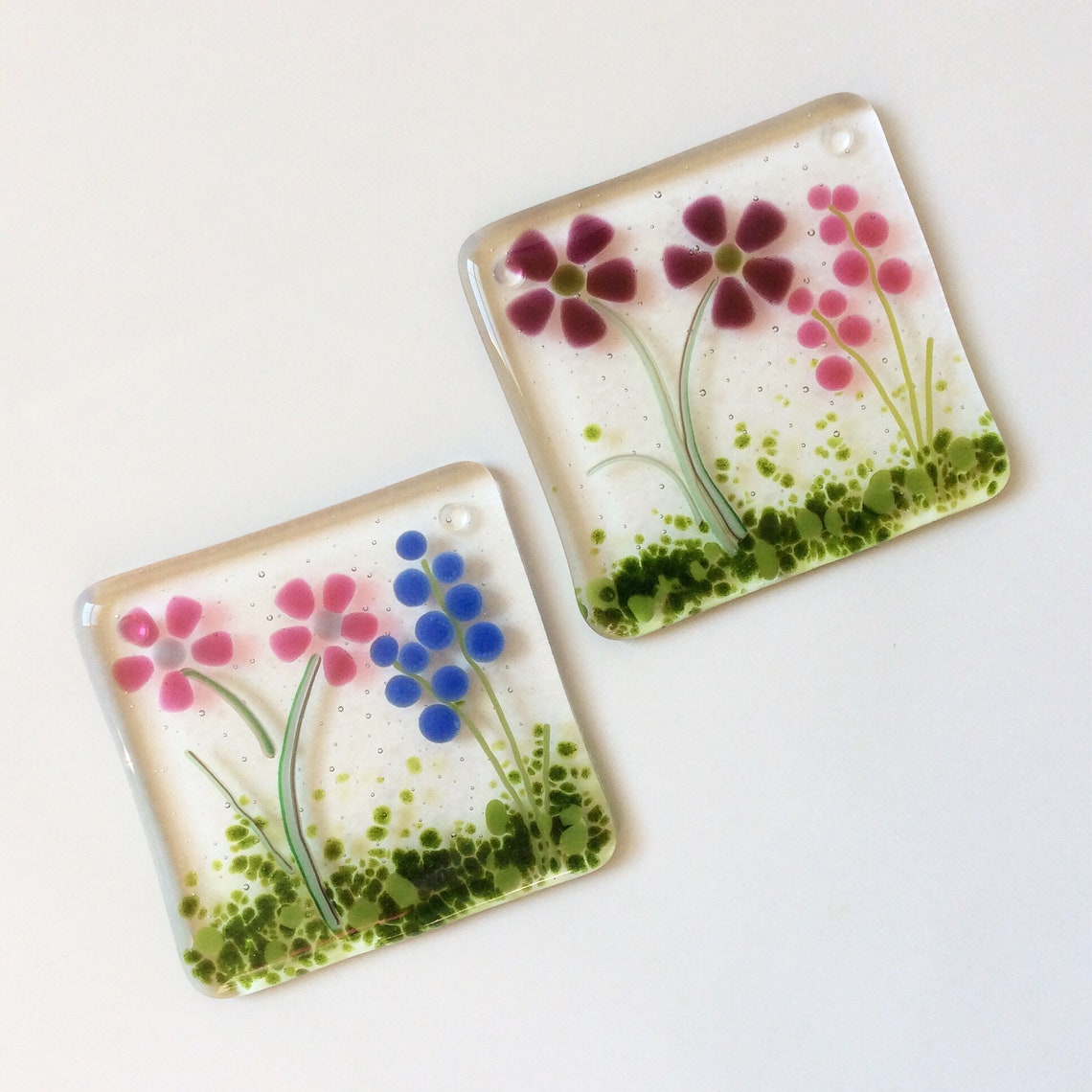 Wild Flowers Coaster Fused Glass Coaster Drinks Mat Fused | Etsy
