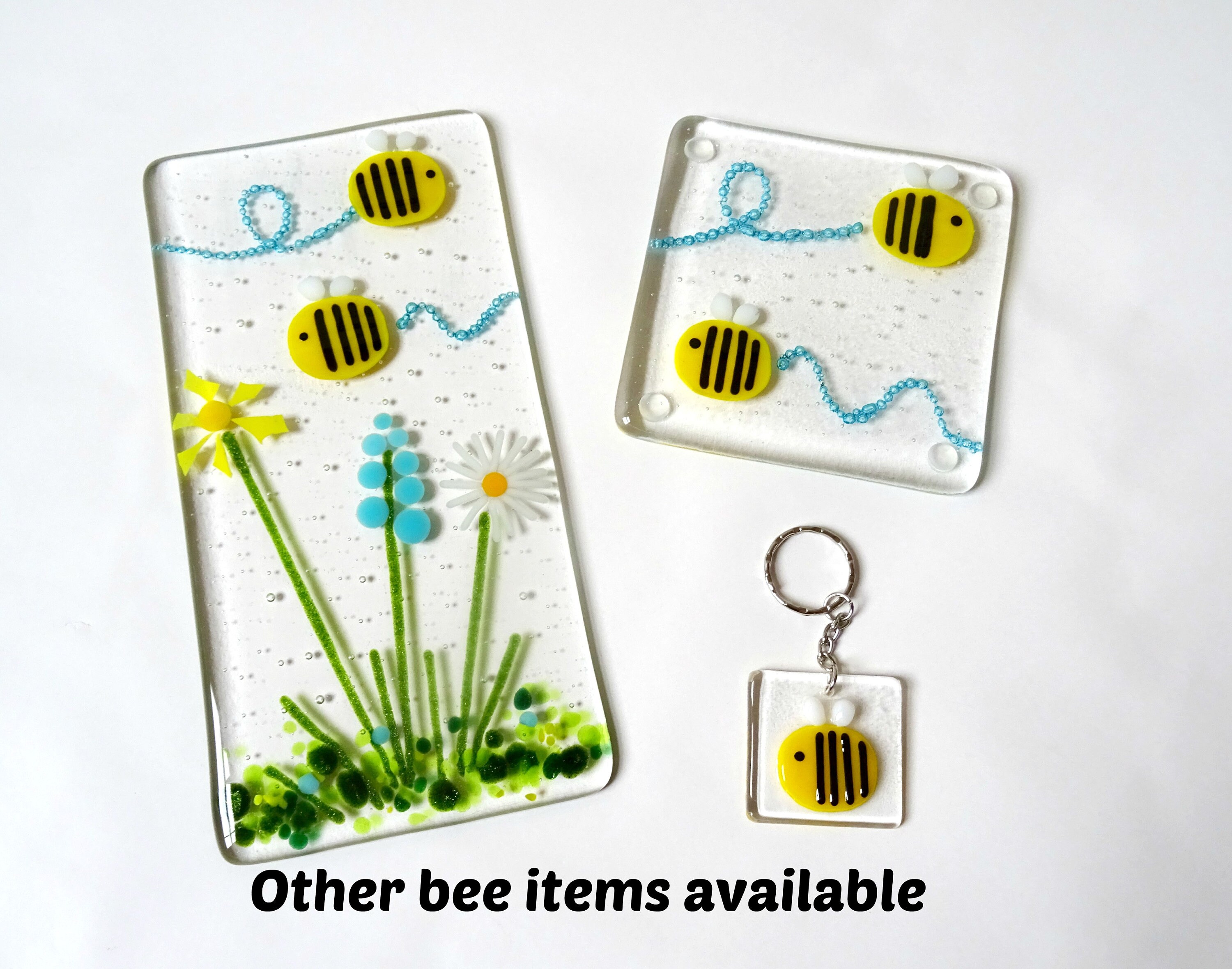 Bumble Bee Glass Keying, Bee Pendant, Fused Glass, Necklace Jewellery ...