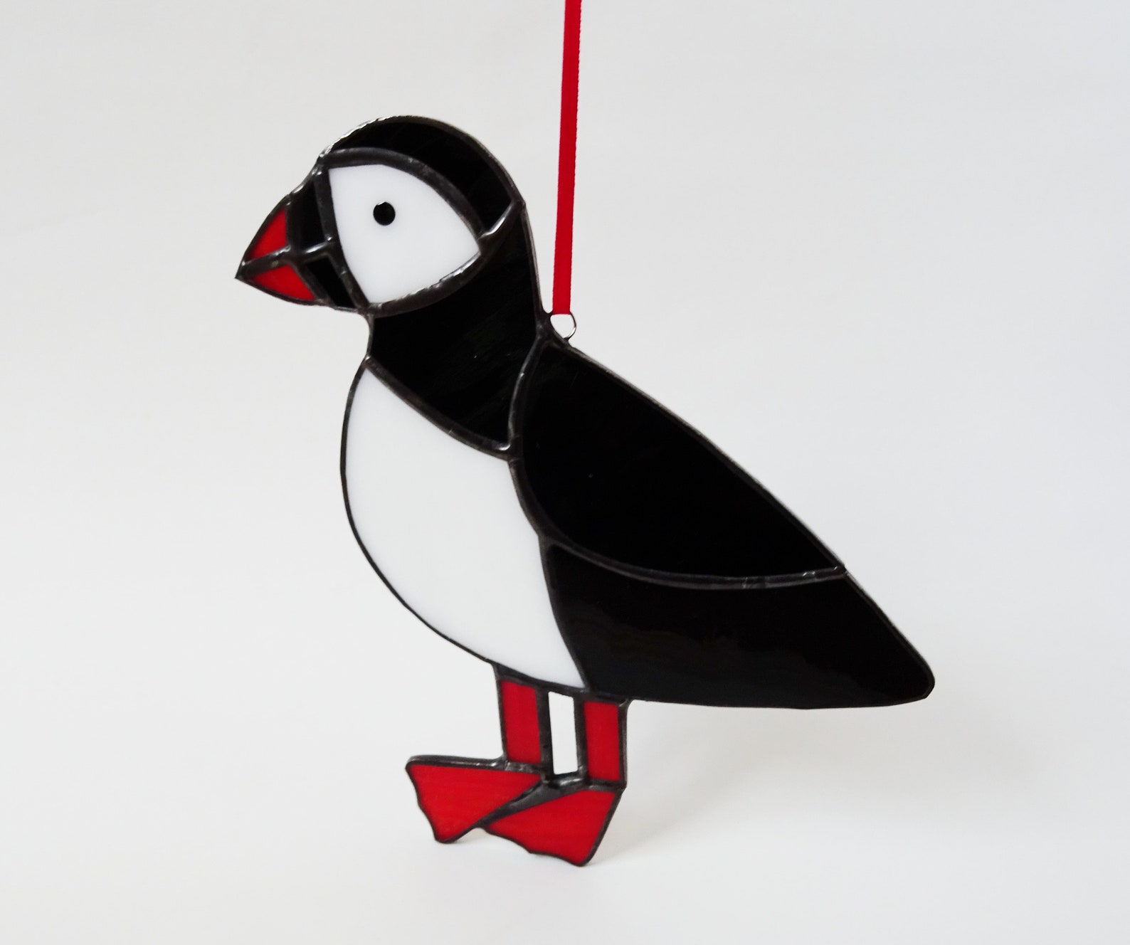 Stained Glass Puffin, Puffin Gift, Window Decoration, Wooden Stand ...