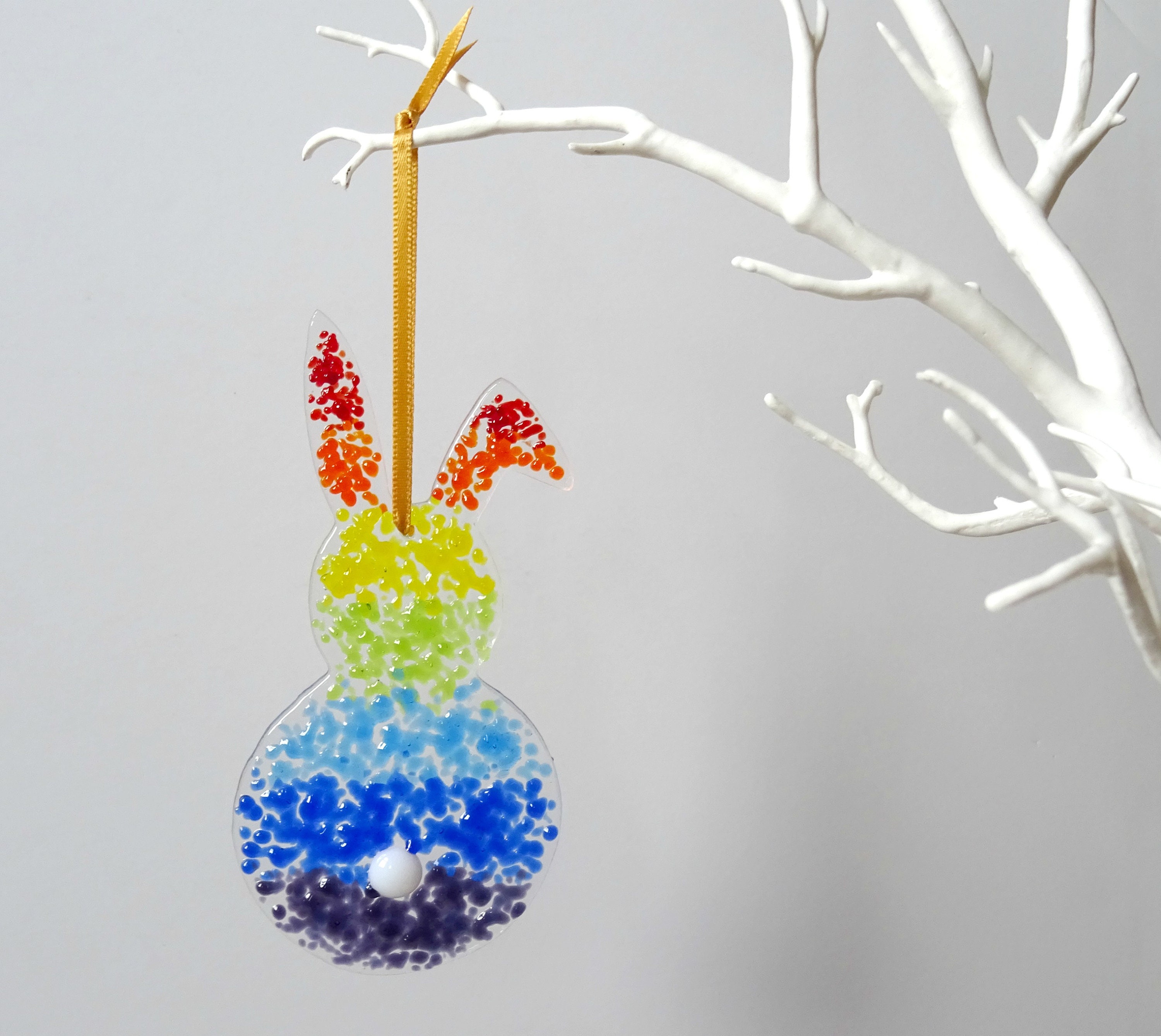 Rainbow Fused Glass Butterfly, Bunny, Music Note, Rainbow Shaped Light ...