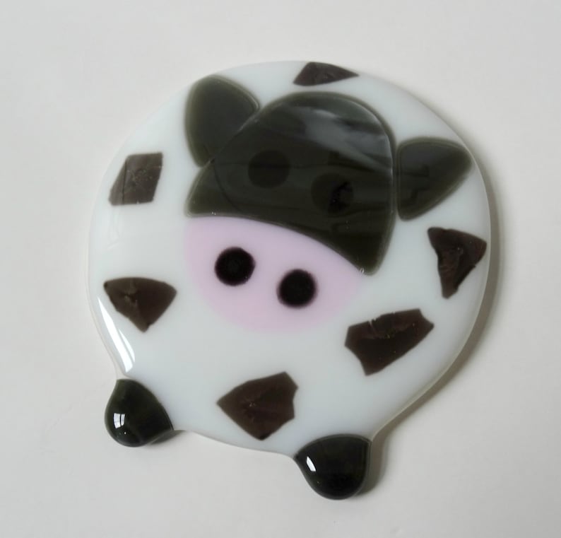 Cow Coaster, Fused Glass Coaster, Drinks Mat, Fused Glass Cow, Gift for ...