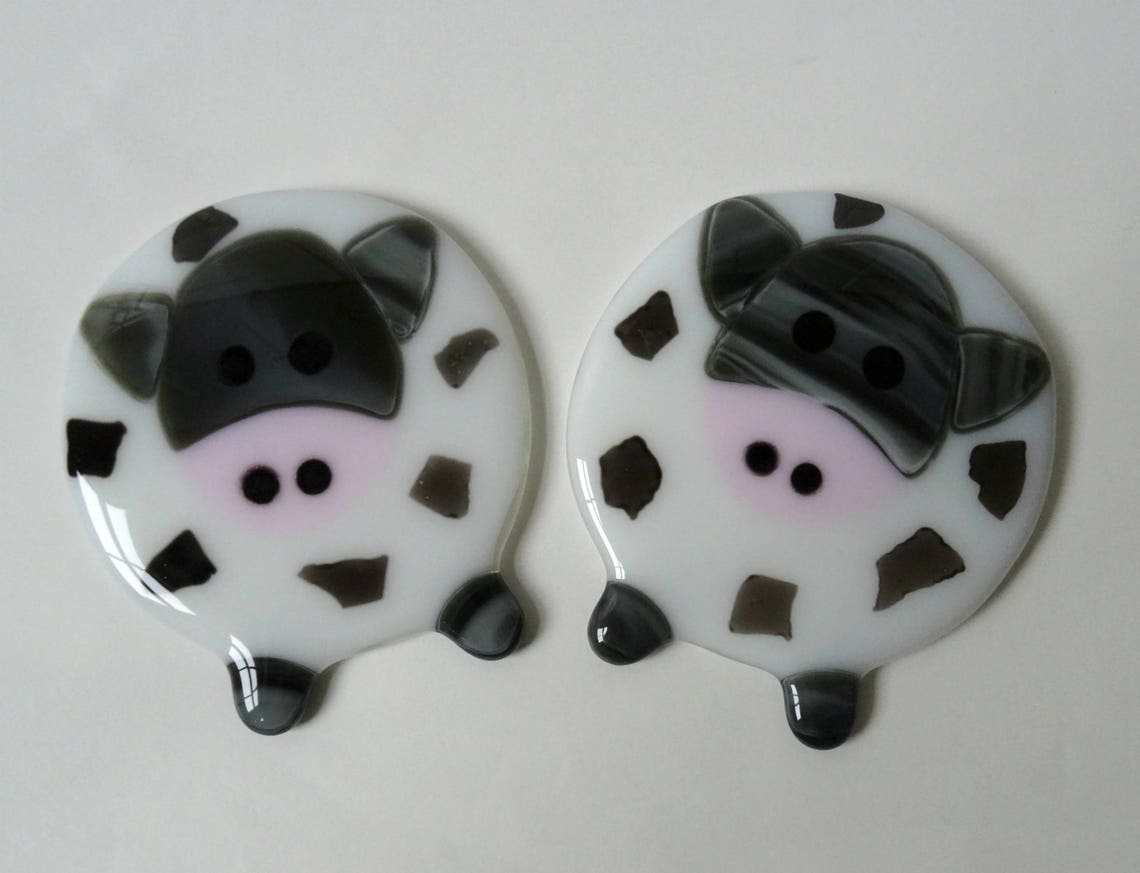 Cow Coaster, Fused Glass Coaster, Drinks Mat, Fused Glass Cow, Gift for ...