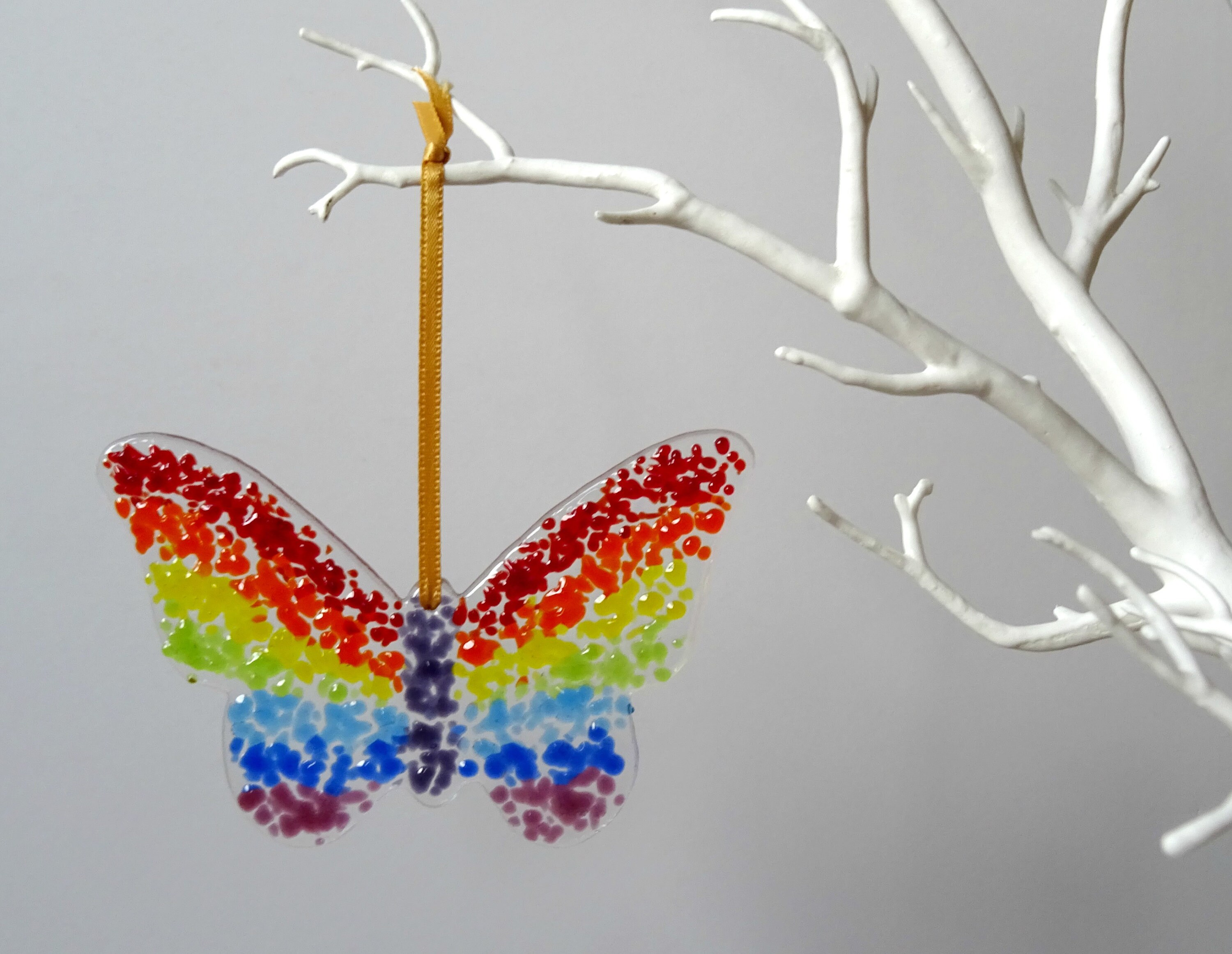 Rainbow Fused Glass Butterfly, Bunny, Music Note, Rainbow Shaped Light ...