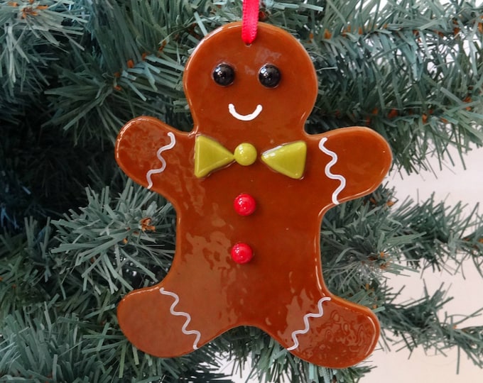 Fused Glass Gingerbread Man, Christmas Tree Decoration, Christmas Gift ...