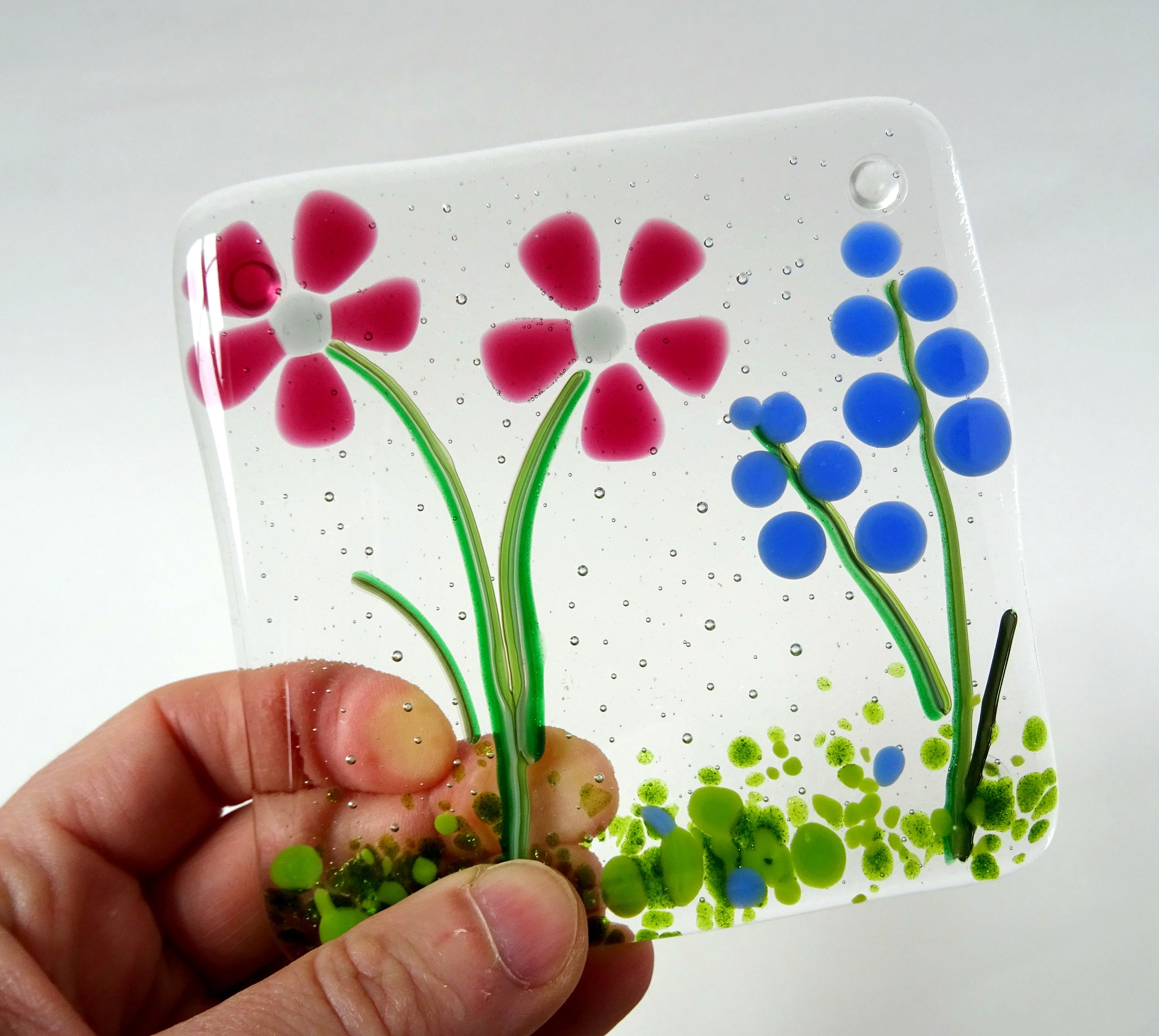 Wild Flowers Coaster, Fused Glass Coaster, Drinks Mat, Fused Glass ...