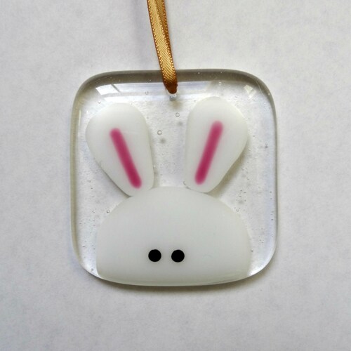 Easter Bunny Decoration Fused Glass Rabbit Light Catcher - Etsy UK
