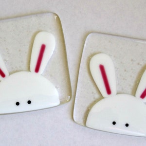 Rabbit Coaster, Fused Glass Coaster, Easter Bunny, Drinks Mat, Easter ...