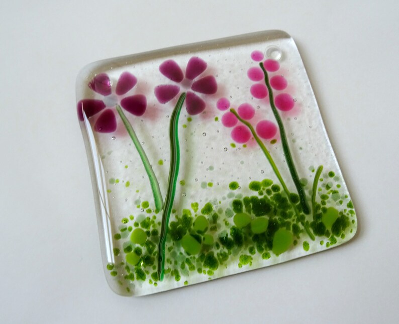 Wild Flowers Coaster Fused Glass Coaster Drinks Mat Fused | Etsy
