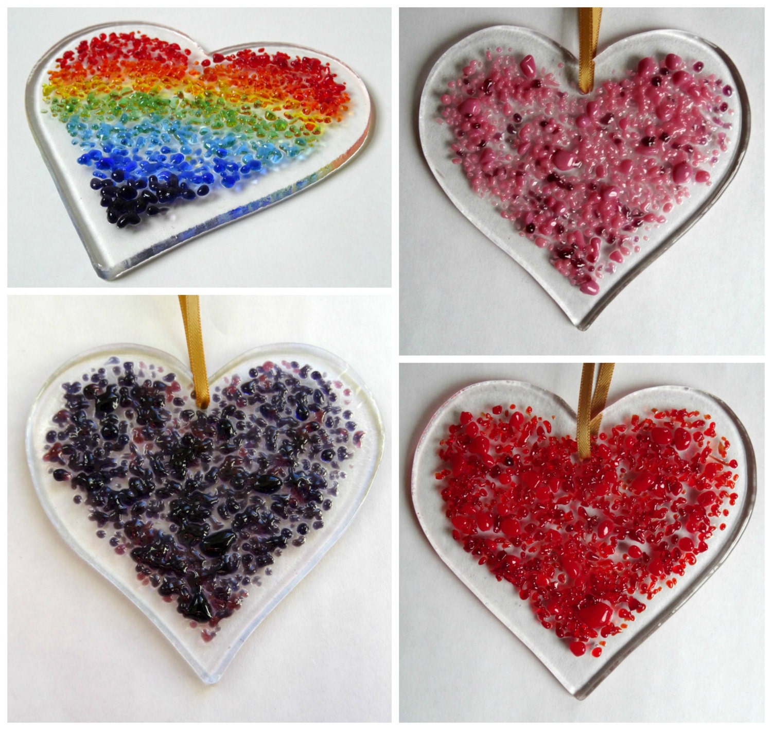 Rainbow Fused Glass Heart Heart Light Catcher Window | Etsy