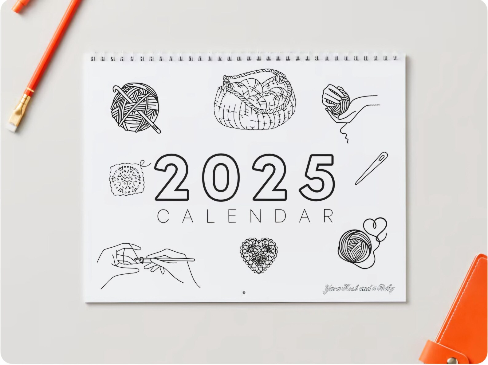 Printable Crochet Themed Coloring Wall Calendar - Etsy