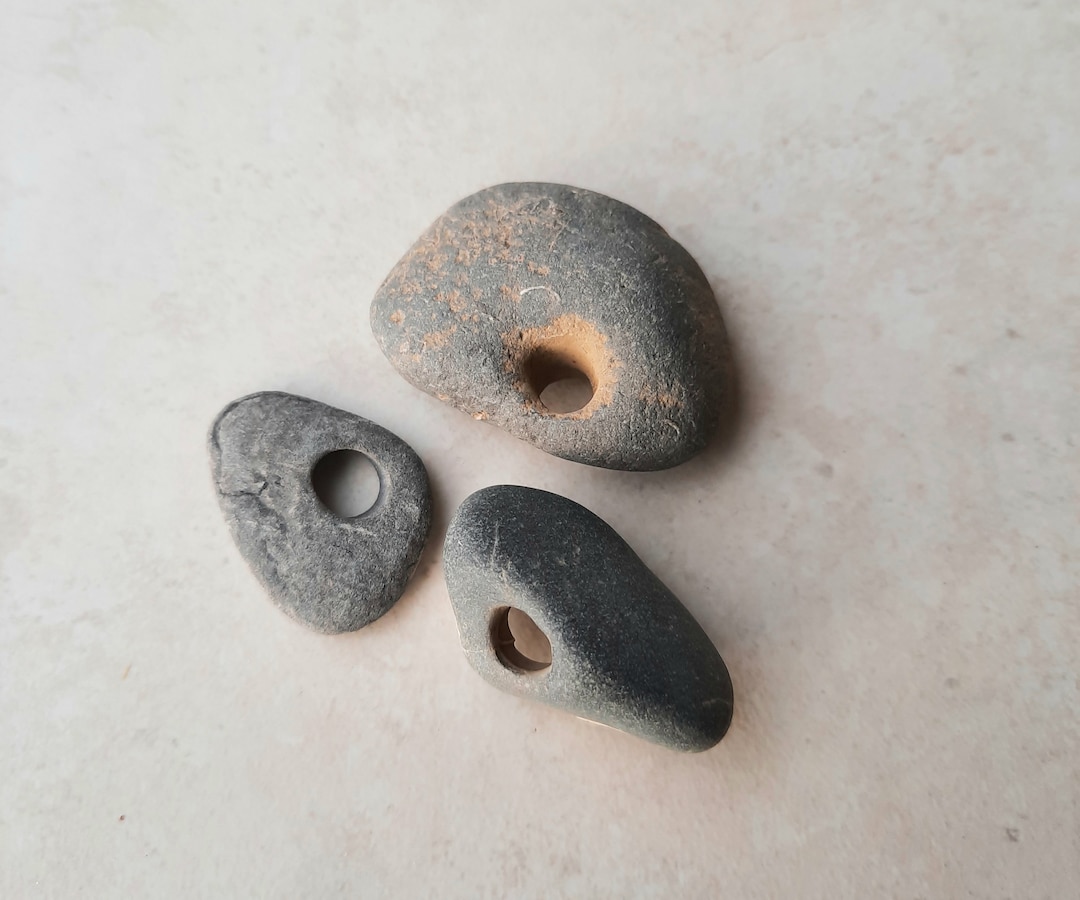 A Trio of Holey Stones - Etsy