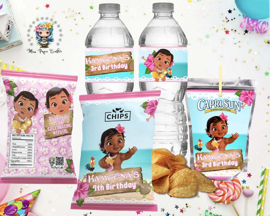 Moana Birthday, Moana Chip Bags, Moana Carprisun Sticker Labels, Moana ...