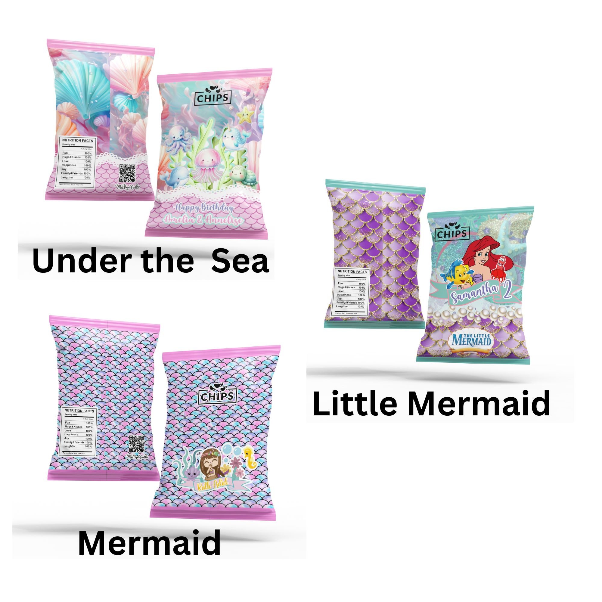 Mermaid Chip Bags, Little Mermaid Chip Bags, Under the Sea Chip Bags ...