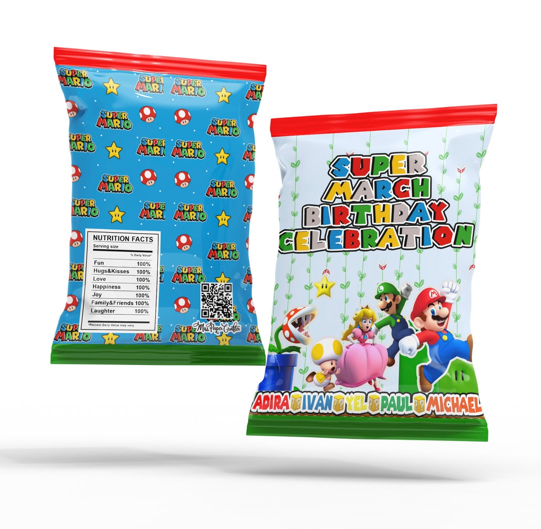 Super Mario Chip Bags, Birthday Chips, Custom Chip Bags - Etsy