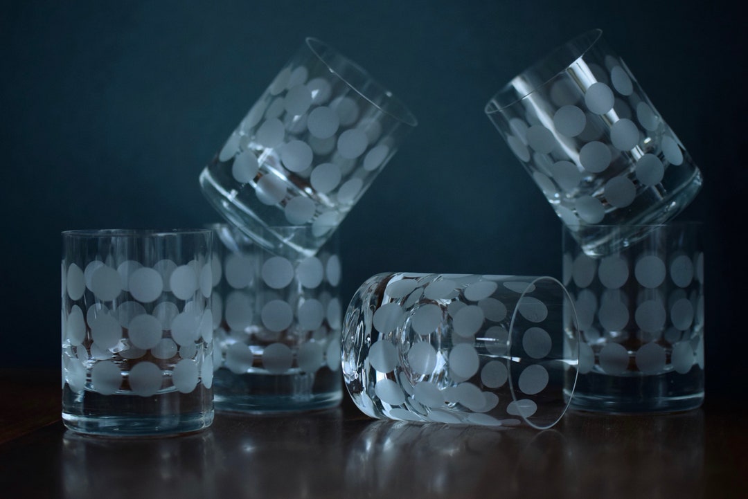 6 70er Jahre Whiskey-gläser, Kurt Wokan ingrid Glas, Polka Dots ...