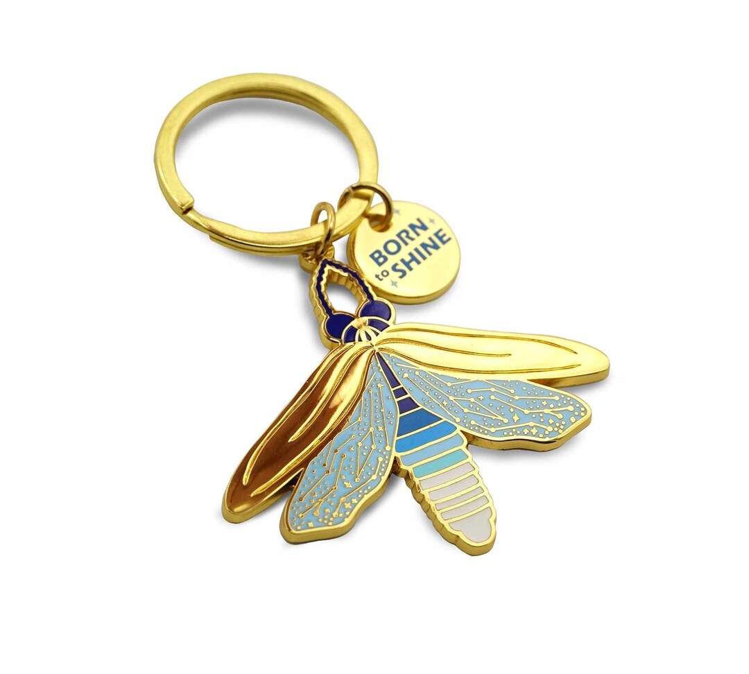 Glowing Firefly Keychain, Gold Keychian, Vintage Keychain, Insect ...
