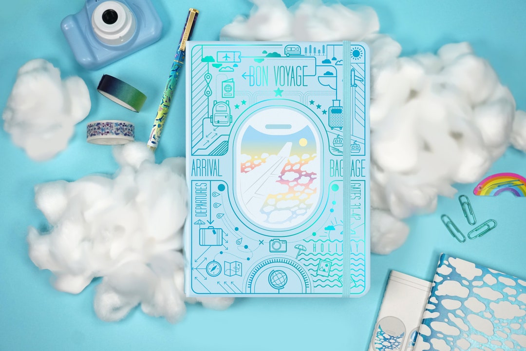 Stunning Light Blue Airplane Window View Journal With Holographic Foil ...