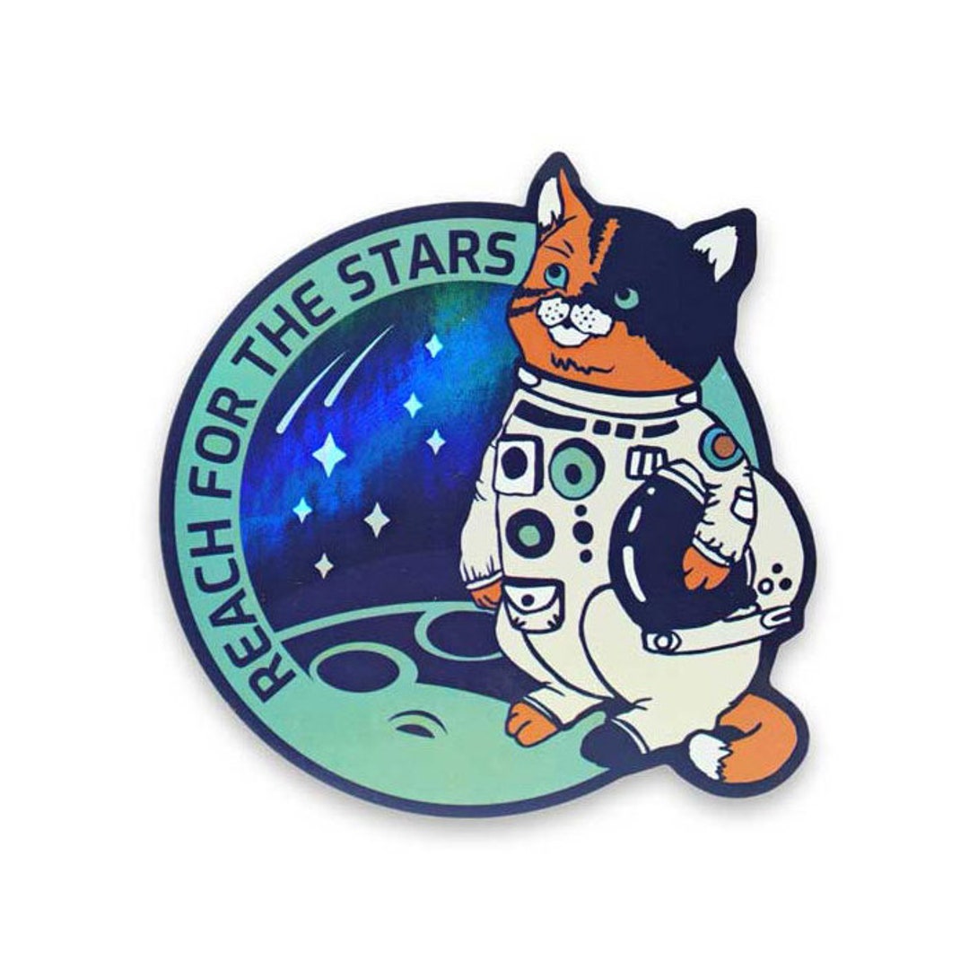 Cat Sticker, Astro Cat, Holographic Sticker, Astronaut Sticker, Laptop ...