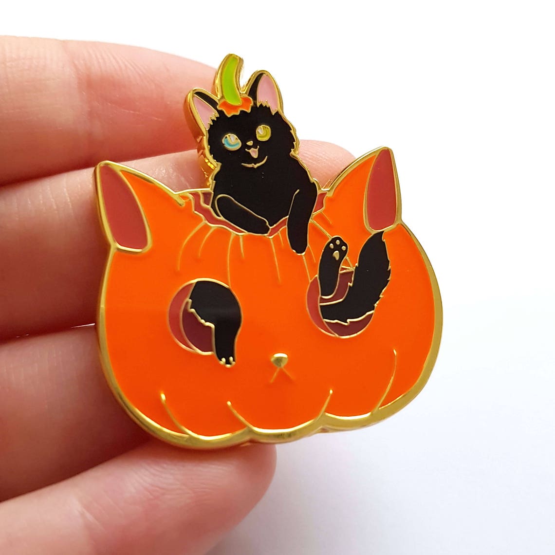 Cat Enamel Pin Halloween Accessory Black Cat Pin Halloween - Etsy