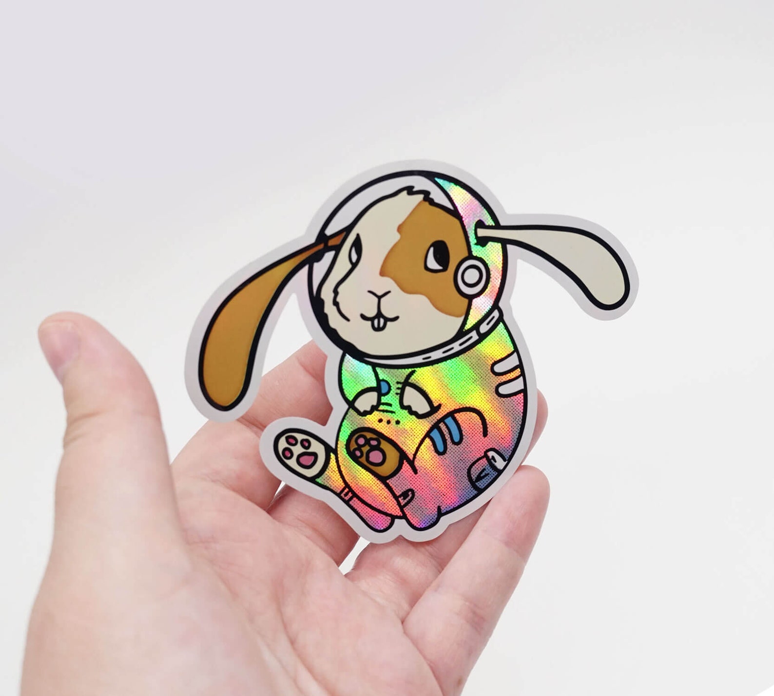Space Rabbit Holographic Sticker Astronaut Animal Space | Etsy