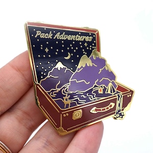 Adventure Pin, Pack Adventures Lapel Pin, Suitcase Pin, Traveler Enamel ...