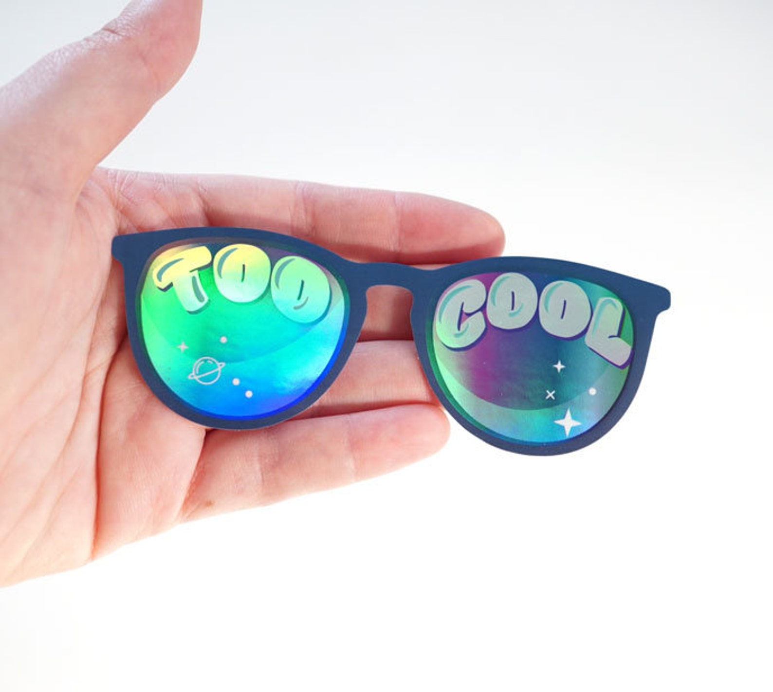 Holographic Sticker Sunglasses Sticker Too Cool Sticker - Etsy