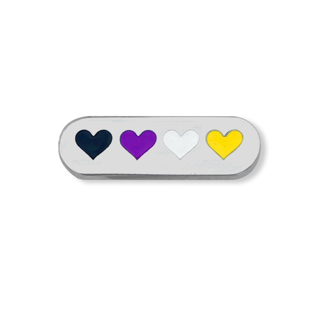 Non Binary Pride Enamel Pin: Heart Flag Lapel Accessory - Etsy