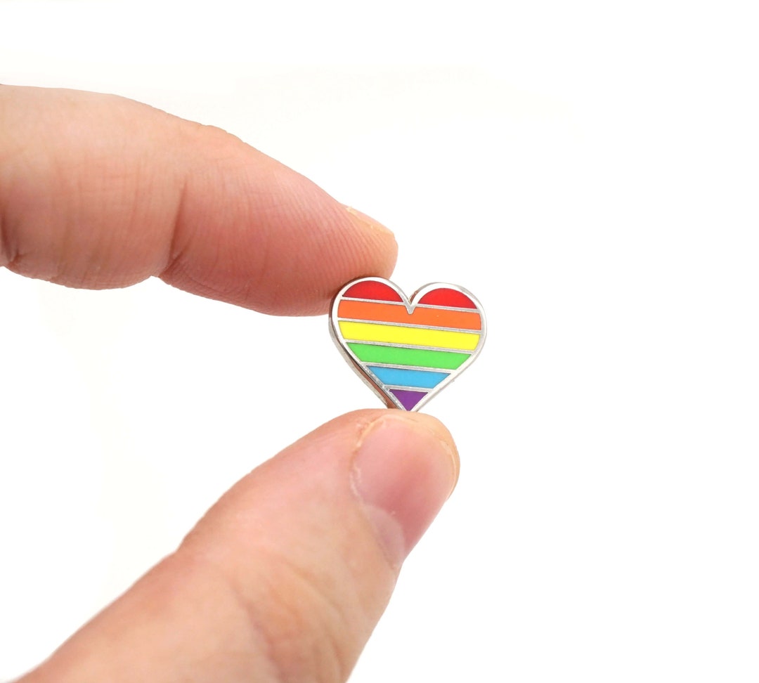Tiny Pride Pin, Rainbow Heart Enamel Pin, Lapel Pin, LGBTQ Pin, Gay ...