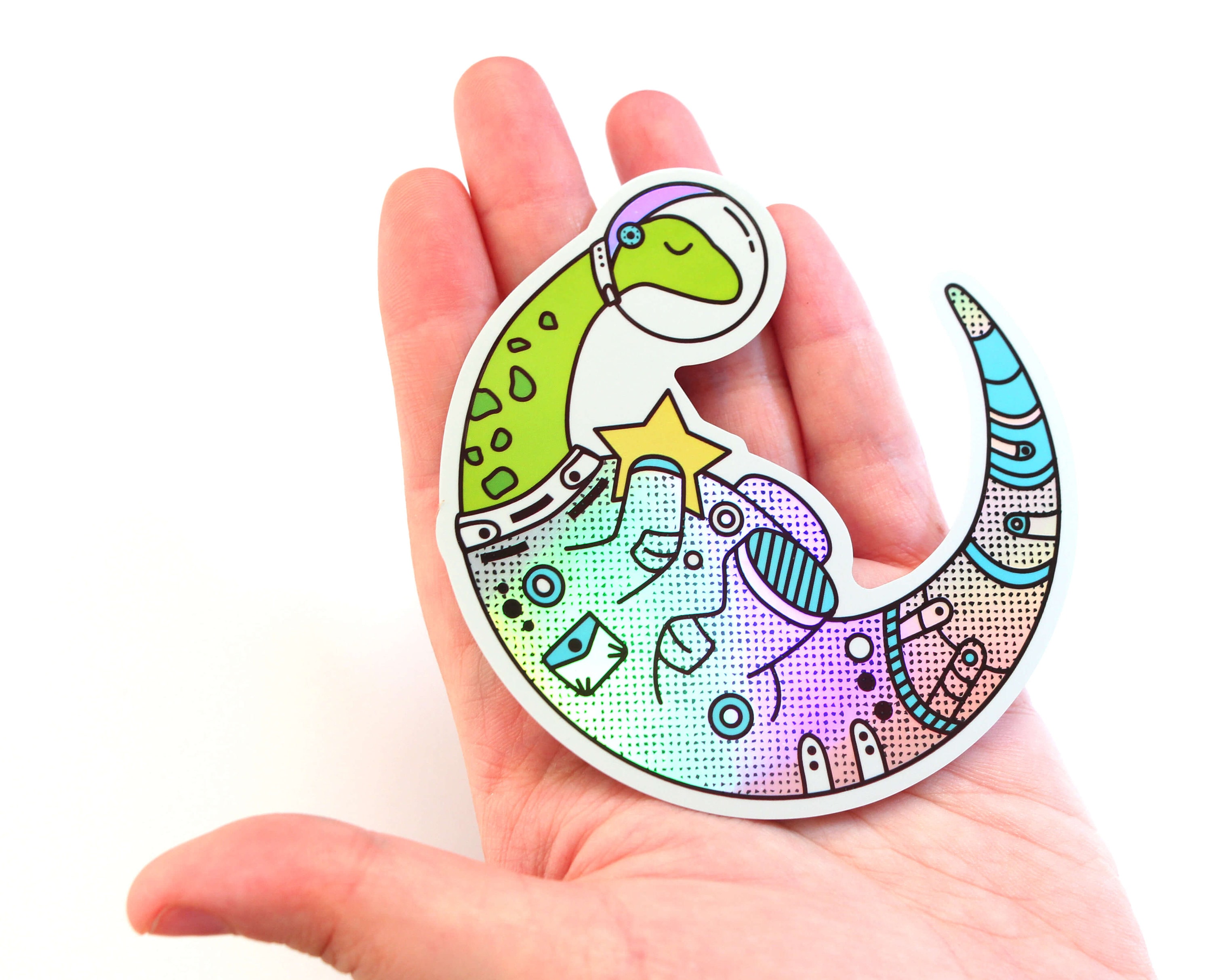 Dinosaur Sticker Astro Dino Holographic Sticker Astronaut | Etsy
