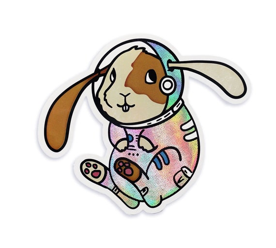 Space Rabbit Holographic Sticker Astronaut Animal Space | Etsy