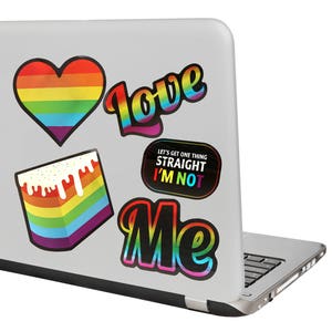 LGBTQ Sticker Set, Pride Stickers, Latop Metallic Stickers, Rainbow ...