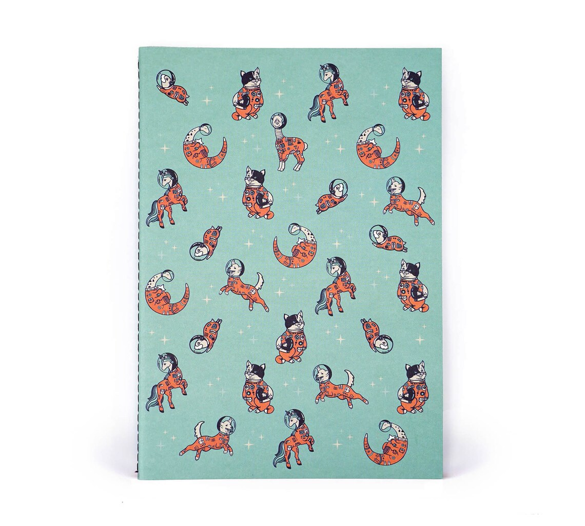 Space Notebook Space Animals Lined Paper Space Notebook - Etsy