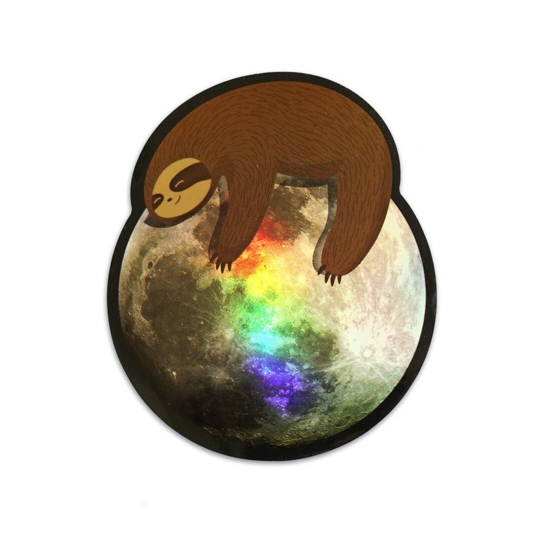 Sloth Sticker, Astro Sloth, Holographic Sticker, Moon Sticker, Laptop ...