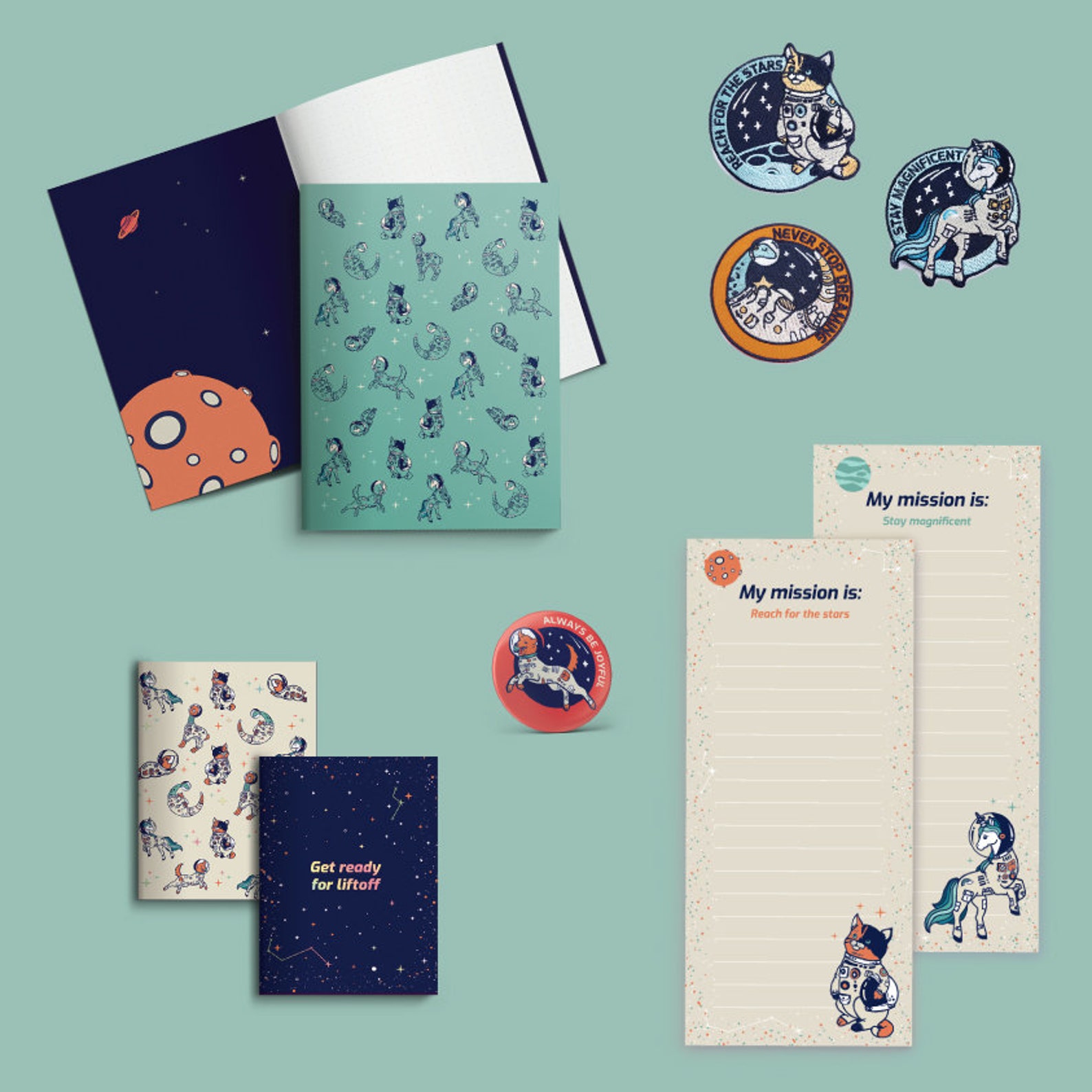 Space Notebook Space Animals Lined Paper Space Notebook - Etsy