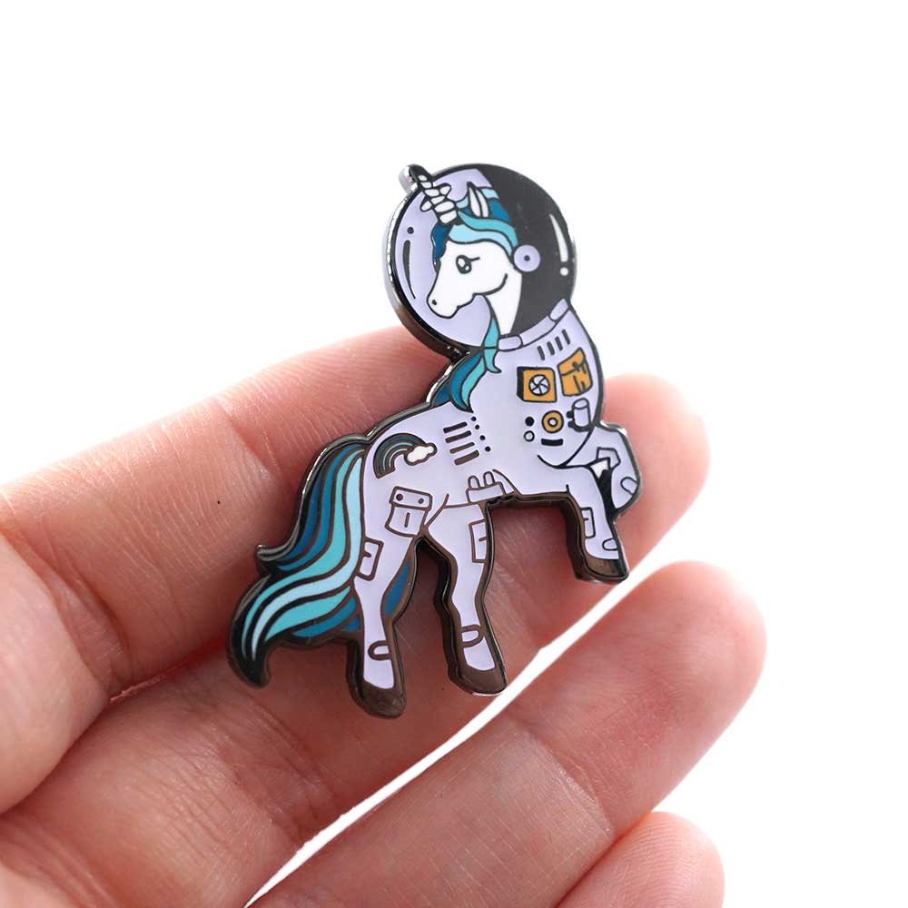 Unicorn Enamel Pin Gold Glitter Lapel Pin Astronaut Pin - Etsy
