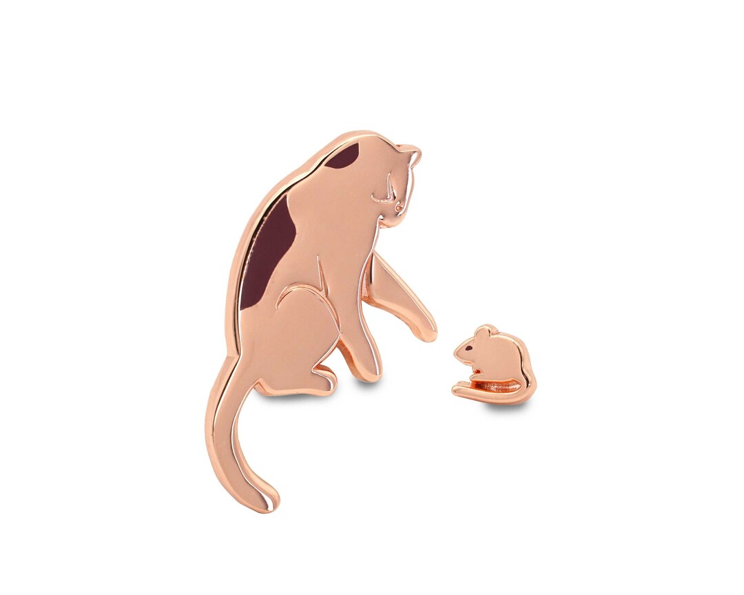 Cat and Mouse Enamel Pins Set, Cute Pin, Cat Lover, Enamel Pins Set ...