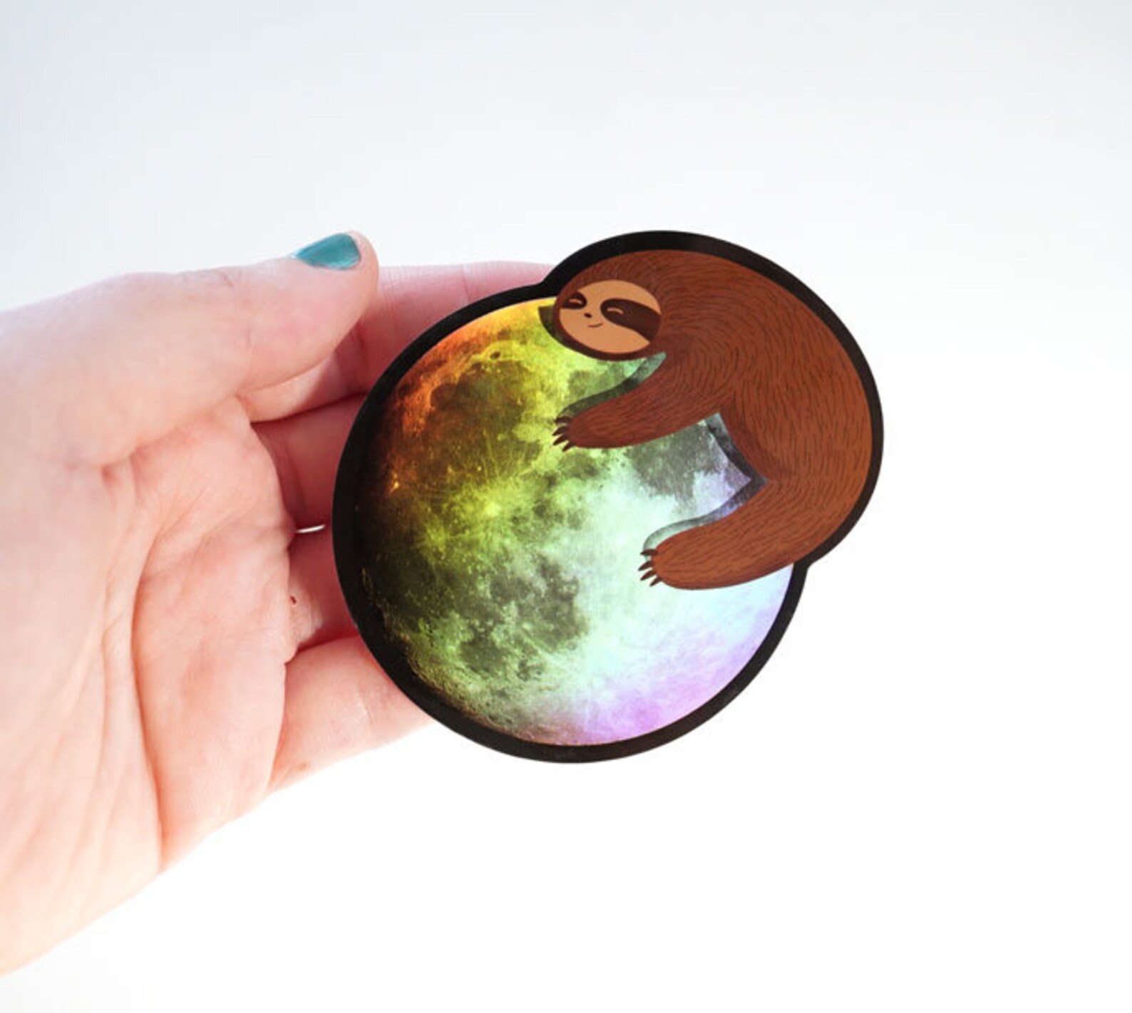 Sloth Sticker Astro sloth Holographic Sticker Moon Sticker | Etsy