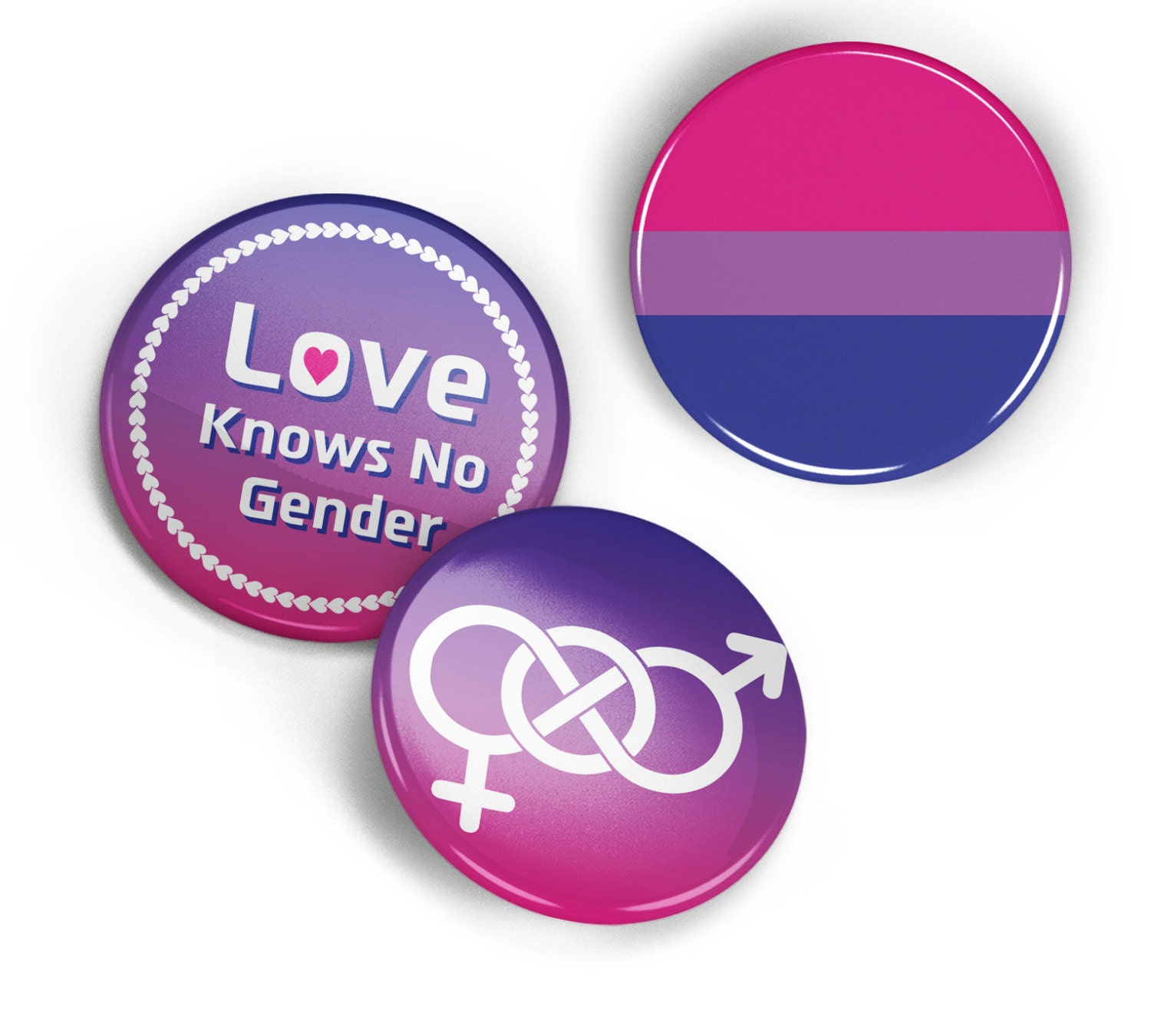 Bisexual Pride Pin Button Set Bisexual Pin Badge Bisexual Etsy
