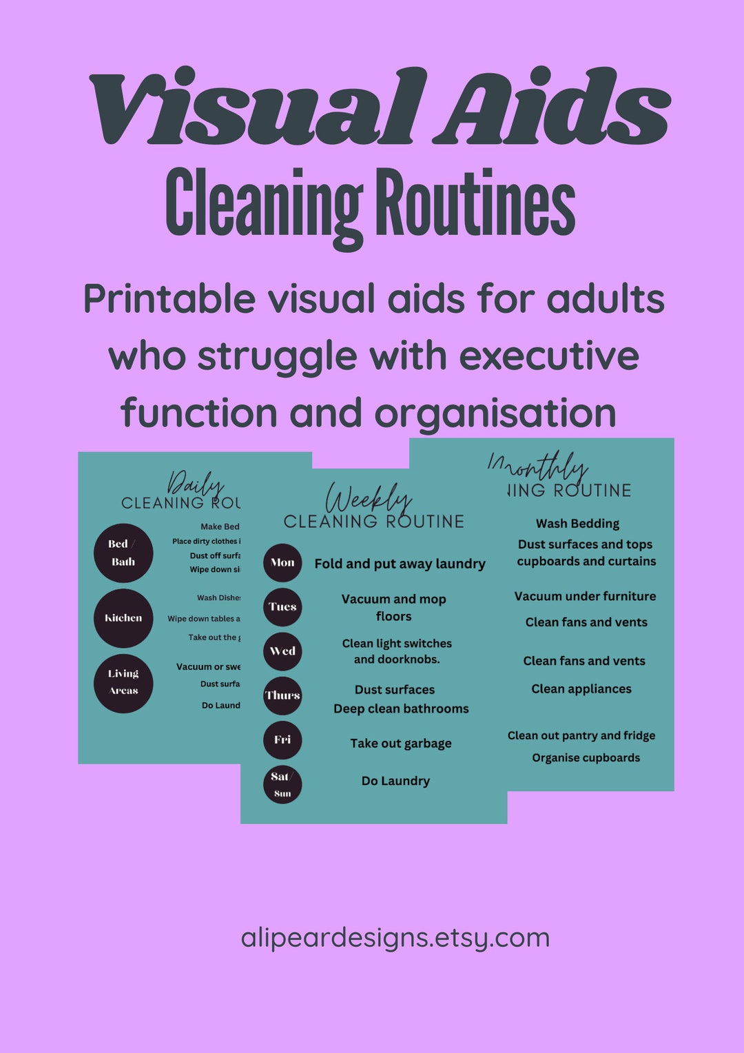 Printable Organization Visual Aid Daily, for Adults With Adhd/anxiety ...