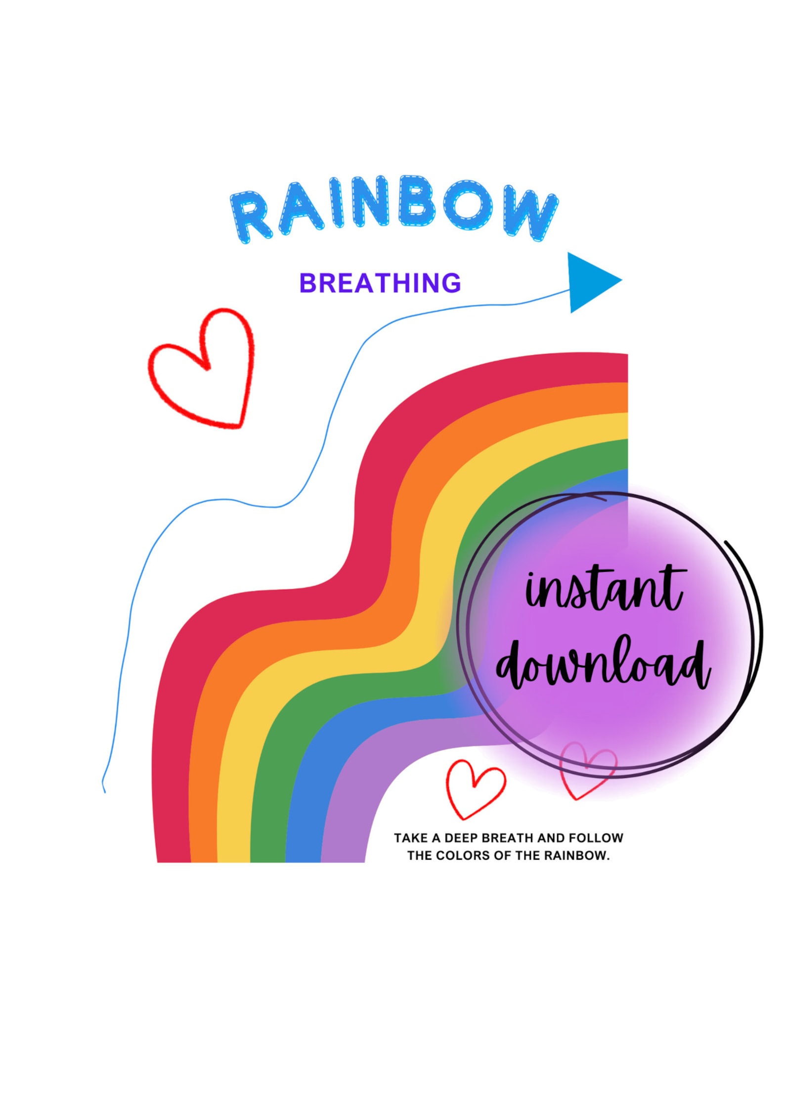 Curvy Rainbow Breathing Exercise Visual Aid for Calming for Children ...