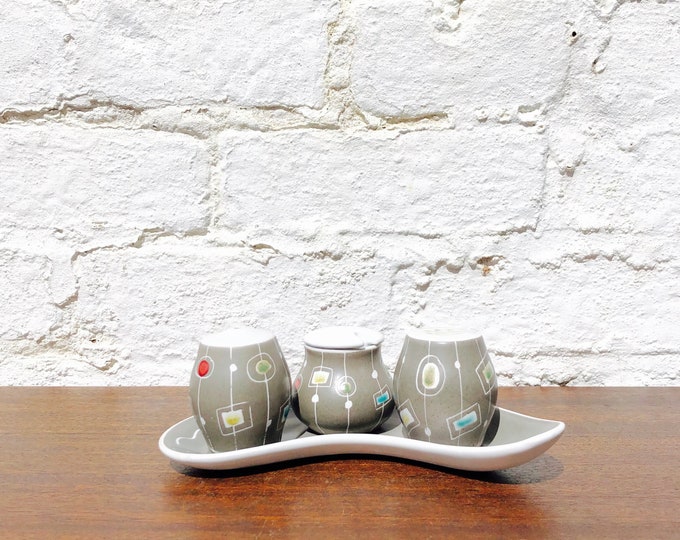 Mid Century Atomic Era 1950s Pottery Stoneware Cruet Set Bourne Denby ...