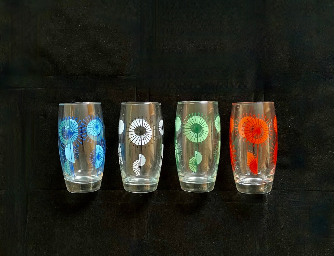 A Set of 4 Vintage Lemonade Glasses Tumblers Colourful Atomic Decor - Etsy
