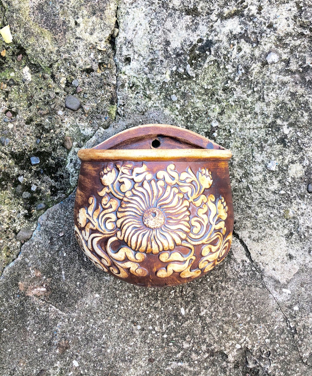 Vintage Quantock Pottery Somerset Wall Planter Floral Design - Etsy